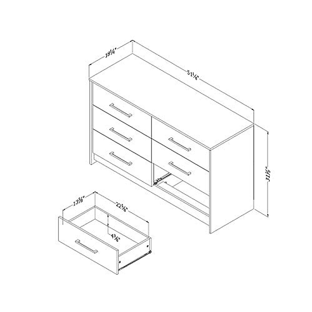 South Shore Londen 6-Drawer Double Dresser, Weathered Oak and Ebony
