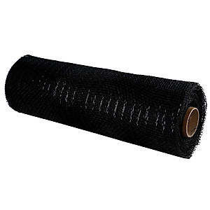 Poly Burlap Mesh Burlap Deco Mesh 10 Inch x 10 Yards, Great for Wreaths Making, Holloween Party, and Christmas Tree Decoration (Black, Black foil)