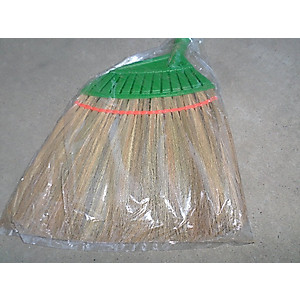 Vietnamese Soft Fan Straw Broom with Green Plastic Tube Handle (chổi lúa) 41 inch