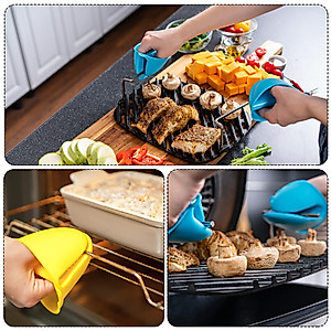 uxcell Mini Oven Mitts, 3 Pcs Heat Resistant Oven Gloves Pinch Grips Pot Holders for Kitchen Baking, Cooking, Grilling, Pink