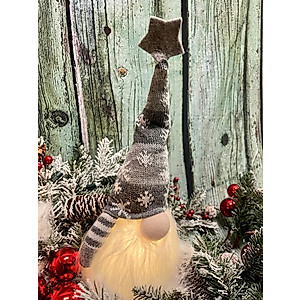 Gerson 7" H Battery Operated Lighted Holiday Plush Gnome Figurine, Assortment of 2