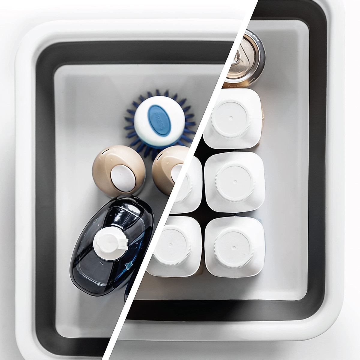 BINO Collapsible Wash Basin - Space Saving Portable Folding Dish Pan Dish Tub, White