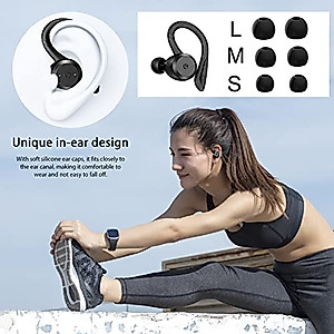 Lopnord Wireless Earbuds, Earbuds Noise Cancelling with Microphone 5.1 Sport Headphones with Charging Case, IPX7 Waterproof Sports True Wireless Earbuds with Ear Hook for Outdoor Running Travel