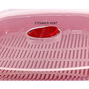 Vented Microwave Steamer Cooks Vegetables Fish Meats Poultry Rice BPA Free