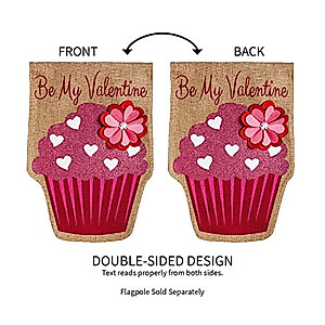 Evergreen Embellish Valentine's Day Cupcake Burlap Garden Flag | 18 x 12.5 inches | Indoor Outdoor Weather Resistant | Décor for Homes and Gardens