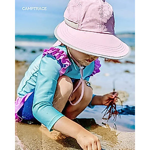 Camptrace Toddler Kids Sun Hats with Neck Flap UPF 50+ UV Protection Wide Rigid Brim Boys Girls Beach Swim Sunhat