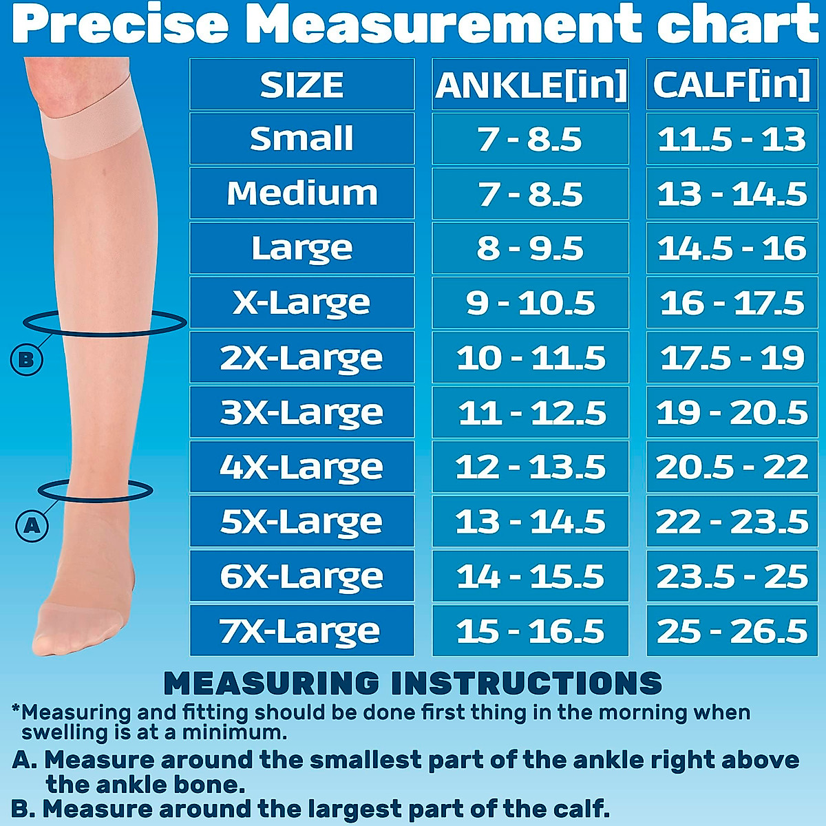 Made in USA - Sheer Compression Socks for Women 15-20 mmHg - Support Hose Knee High Stockings - Nude, 5X-Large