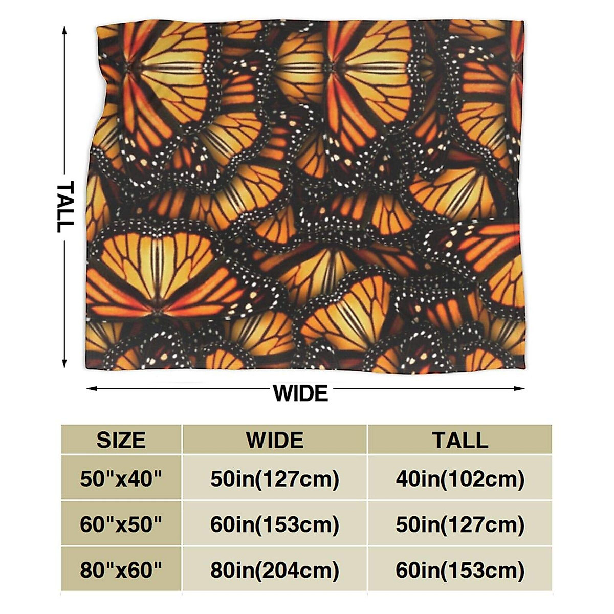 LIVE & LOVE Microfleece Blanket Throw Blanket Heaps of Orange Monarch Butterflies Printed Ultra Soft Lightweight Cozy Warm Microfiber Fuzzy Blanket for Bed Couch Living Room All Seasons