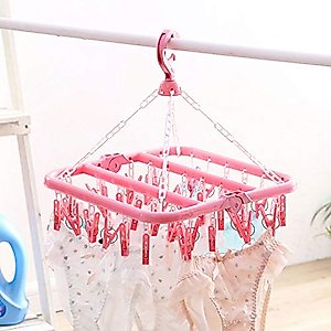 Clip and Drip Hanger, Multi-Function Clip and Drip Drying Rack, Household Tools Clothes Drying Racks for Socks for Underwear(Pink)