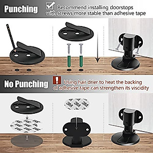 Magnetic Door Stoppers, Door Stopper Magnetic Door Stops Adjustable Invisible Floor Mount Door Stop Stainless Steel Magnetic Door Catch Holder Heavy Duty Metal Doorstop 2 Pack Silver