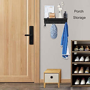 HAYAN Key Holder for Wall, Wall Mount Mail Key Hanger Organizer Shelf, Key Hooks Rack, Small Key Hanger for Home Entryway, Hallway, Kitchen, Office - Black