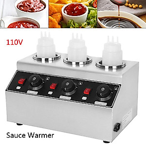 Electric Food Sauce Warmer Heater,Jam Heat Preservation Machine, Multifunction Topping Fondue Warmer, Cheese Dispenser with 3 Squeeze Sauce Bottles 240W