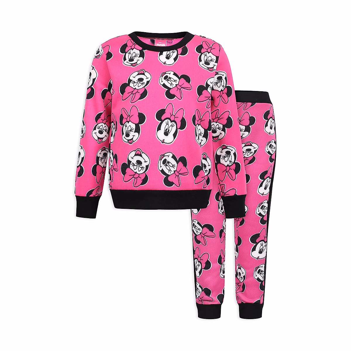 Disney Minnie Mouse Girls’ Sweatshirt and Jogger Set for Toddler and Little Kids – Pink