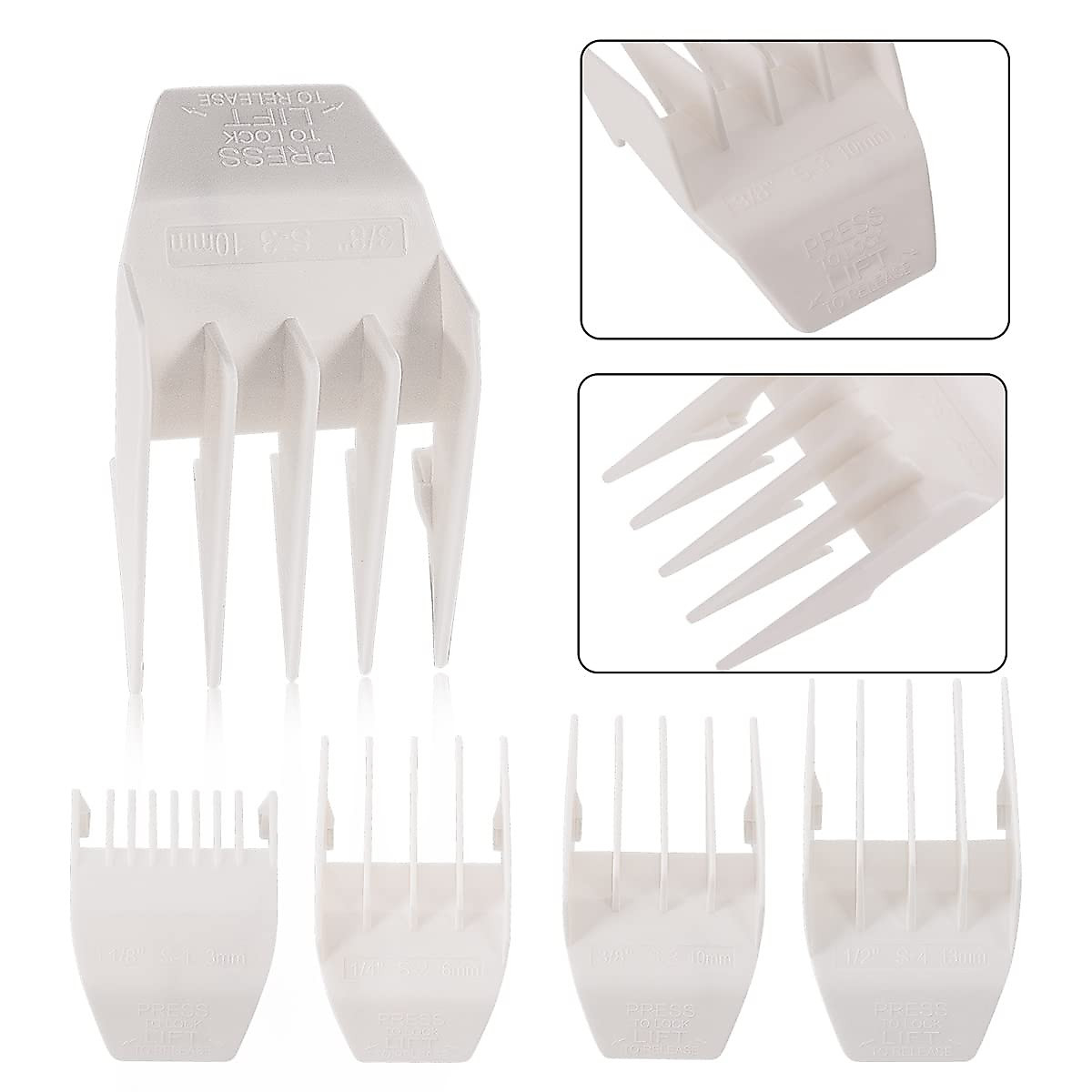 Professional Peanut Clipper Guards for Wahl Peanut – From 1/8 Inch to 1/2 Inch, Fits for Wahl Peanut, White-4PCS