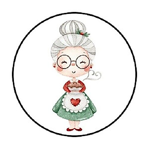 48 pcs MRS Claus Santa​​​​​ Stickers Envelope Seals Labels Round Tags, Stamps Sticker for Gift Cards, Envelopes, Boxes for Holiday, Birthday, Christmas