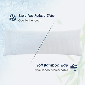 COLDHUNTER Body Pillow for Adults Long Pillow for Bed Full Body Pillow for Side Sleeper Soft Pregnancy Pillows for Sleeping Memory Foam & Cooling Pillow Cover with Zipper 20 * 54 Inch