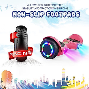 TOMOLOO Hoverboard with Bluetooth Speaker and LED Lights Self-Balancing Scooter UL2272 Certified 6.5" Wheel Electric Scooter for Kids and Adults