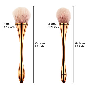 Boao 2 Pcs Large Fluffy Makeup Brushes Soft Bronzer Powder Brush for Coverage Loose Blending Buffing Nail Foundation(Rose Gold)