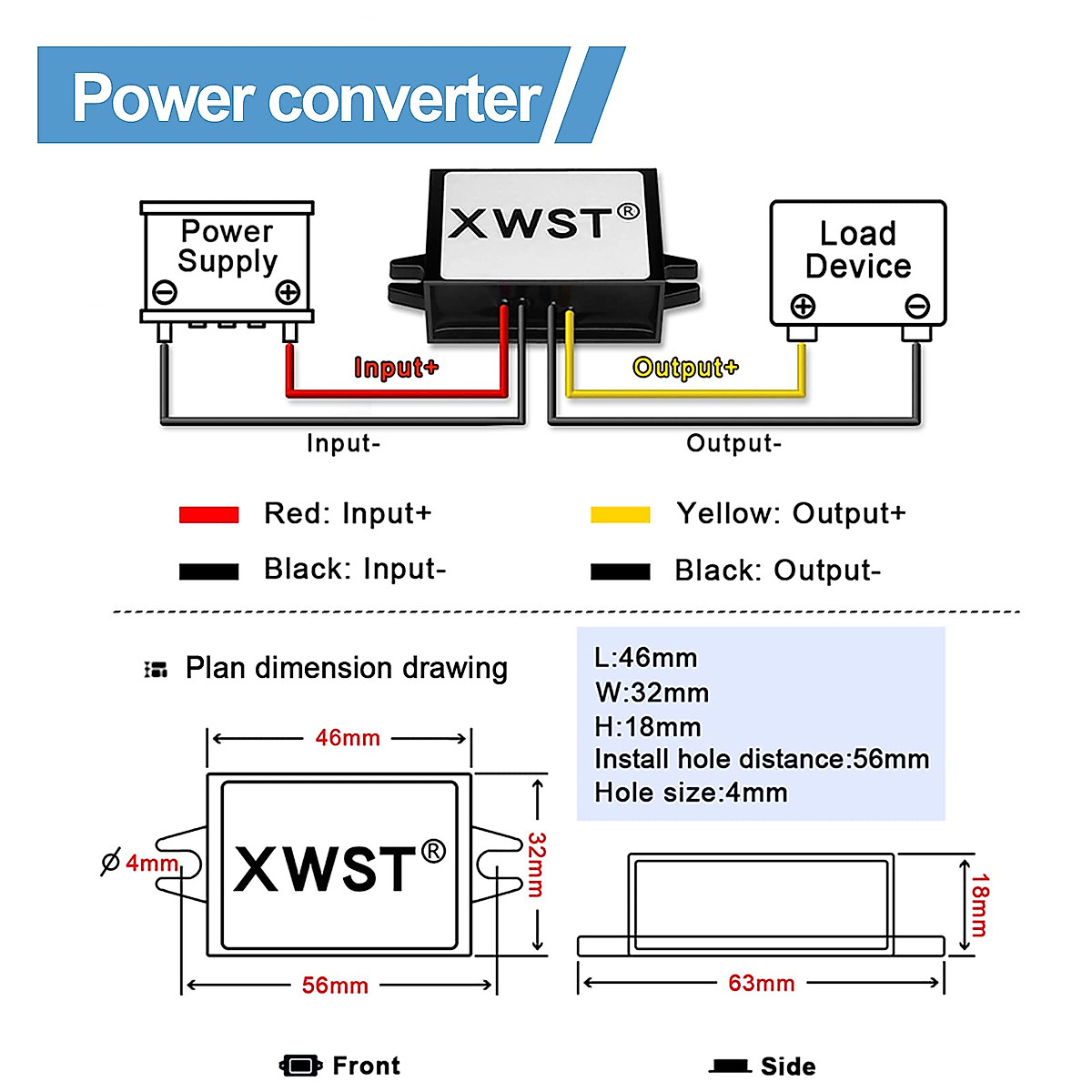 XWST DC 12V 24V Step Down to 5V 8A 40W Converter Voltage Reducer, 5Volt regulator Waterproof DC/DC Buck Transformer Power Supply