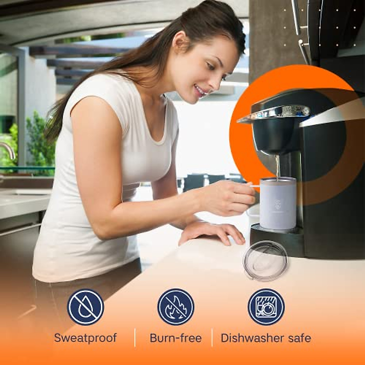 BRUNOSGOODS 12 OZ Coffee Mug, Vacuum Insulated Camping Mug with Lid, Double Wall Stainless Steel Travel Tumbler Cup, Coffee Thermos Outdoor, Powder Coated Mint