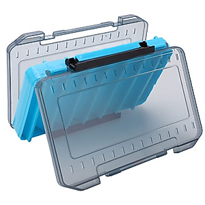 Folanda Double Sided Lure Box, Breathable Plastic Double Sided Fishing Tackle Box with Anti Lost with Handle, Waterproof Space Saving Tackle Storage Organizer for Outdoor Fishing(Blue)