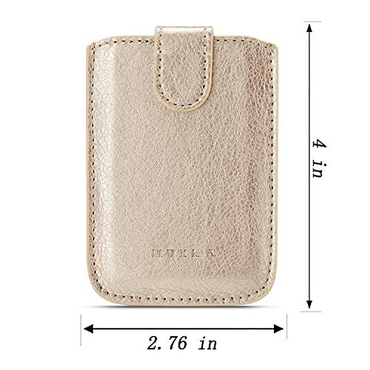 MUMUGUO Card Holder for Back of Phone,Pu Leather RFID Blocking 5 Pull Credit Card Cash Cell Phone Wallet Pocket Stick on Back iPhone(Gold)