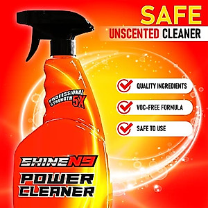 ShineN9 All-Purpose Cleaner – Professional Power Car Cleaner Spray – Multipurpose Exterior Interior Car Cleaner for Upholstery, Leather, Vinyl, Rims – Fast and Easy Car Cleaning for Grease, Stains, Dirt