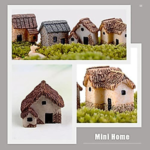 Angoily 12 Pcs Fairy Gardens Stone House Mini Fairy Cottage House Miniature Garden Stone House Ornaments for Micro Landscape Decoration(0.79" D x 0.79" W x 0.59" H)