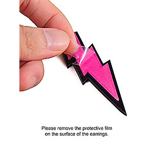 Gejoy 3 Pairs Women Fashion Retro Neon Earrings for 80s Party or Retro Costume Party (Black, Purple, Rose Red)