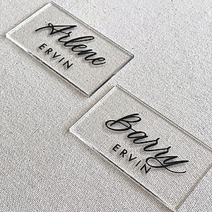 KAITELA Clear Acrylic Place Cards 1/8" Thick, 3.5" x 2" Small Rectangle Acrylic Blank Seating Card, Escort Name Plate for Table Setting, Wedding, Dinner Party, 20 Pcs