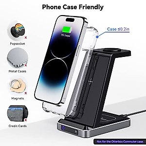 Charging Station for iPhone Multiple Devices - 3 in 1 Fast Wireless Charger Dock Stand for iPhone 14 13 12 11 Pro X Max XS XR 8 7 Plus 6s 6 Apple Watch Series 7 6 SE 5 4 3 2 & Airpods with Adapter