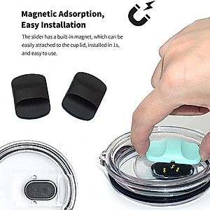 20oz Magnetic Tumbler Lid 2Pack,Compatible with Ozark Trail,Old Style Rtic,YETI Rambler and More,Magnetic Slider Switch Spill Proof Tumbler Cover (2 Pack, Black)