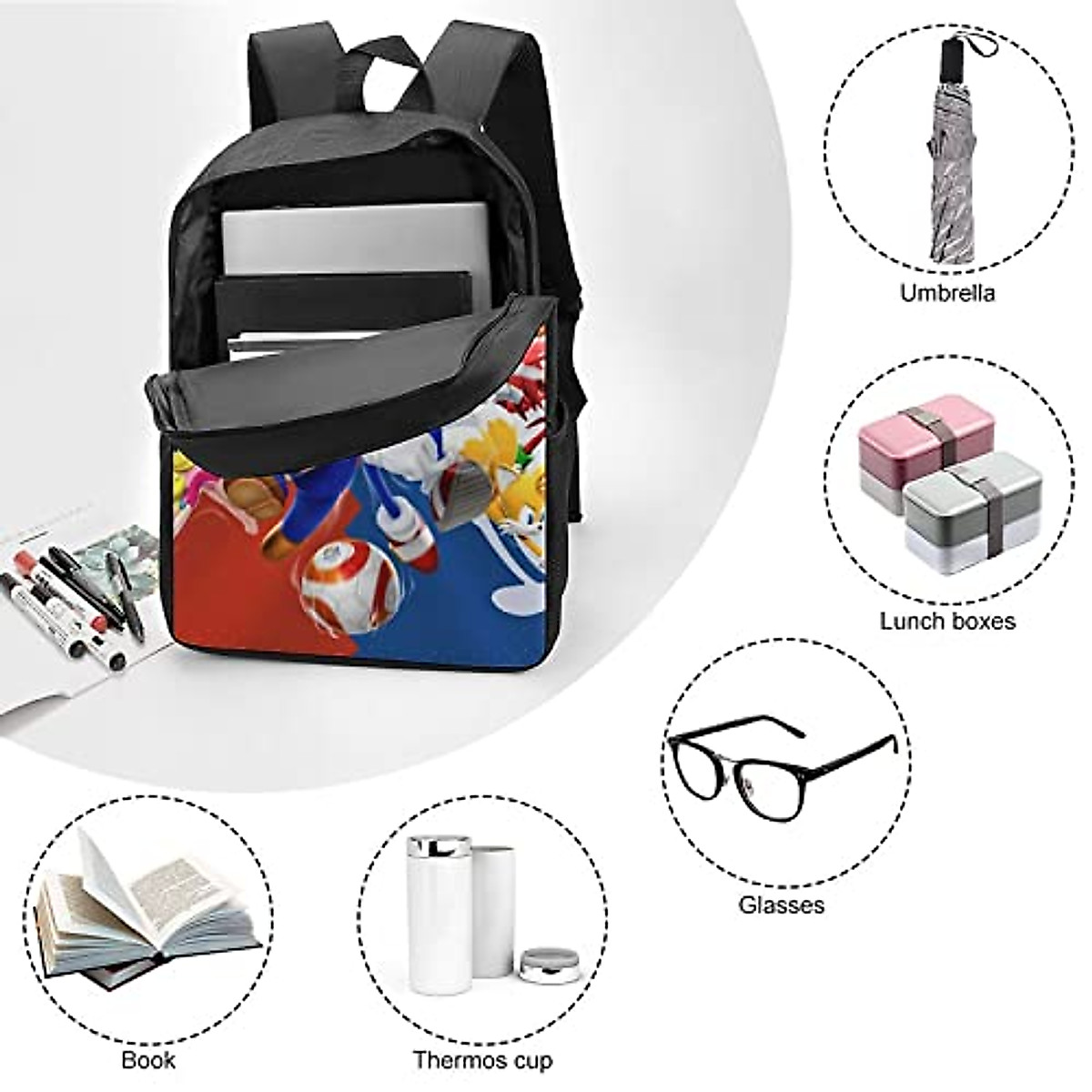 Cartoon 3D Printed Backpack,light And Large Capacity Travel Laptop Bags Anime Backpacks With Adjustable Straps