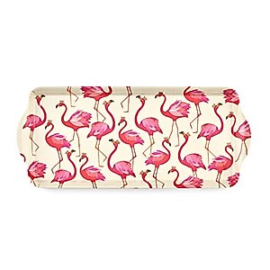 Pimpernel Miller London Flamingo Sandwich Tray | Serving Platter | Crudité and Appetizer Tray | Measures 15.25" x 6.5" | Made of Melamine | Dishwasher Safe