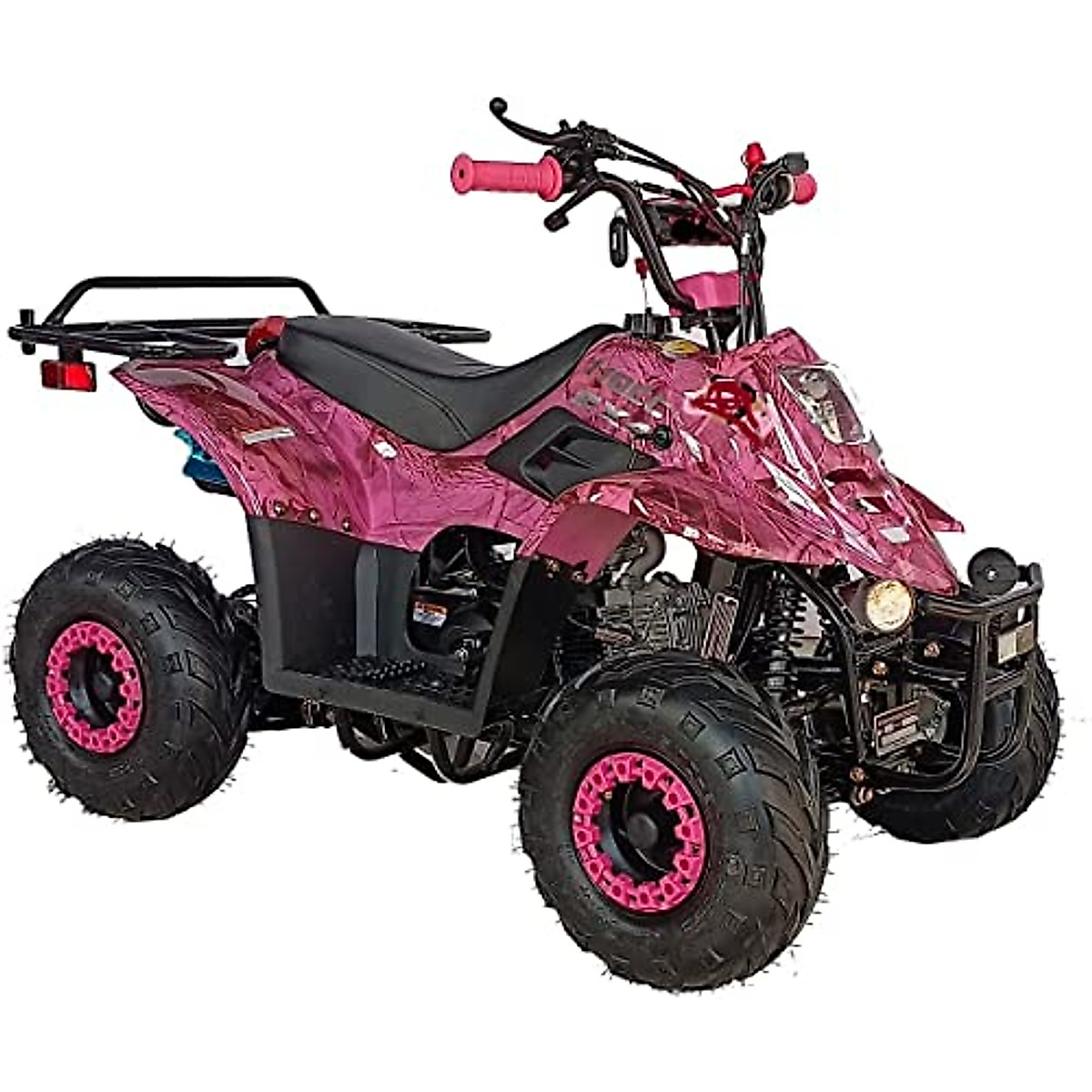 HHH ATV 110cc ATV Quads Youth ATV Gas ATVs Fully Automatic 4 Wheeler for Kids ATV 4 Wheeler Boulder 110B1 (Pink Color)