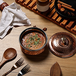 Zap Impex Set of 2, Copper Tableware Serving Bowl Indian Serveware Handi Set, Tureen Copper Stainless Steel Serving Dishes For Serving your favourite Dish with a Traditional Touch (No: 2 (15 cm))