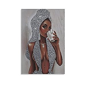 African American Black Silver Glitter Poster Vintage Art Room Decor Poster Canvas Wall Art Prints for Wall Decor Room Decor Bedroom Decor Gifts Posters 16x24inch(40x60cm) Unframe-Style