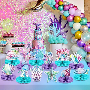 12Pcs Mermaid Party Supplies Mermaid Birthday Honeycomb Centerpieces for Under The Sea Party Decorations Ocean Mermaid Theme Table Honeycomb for Ocean Mermaid Theme Birthday Baby Shower Party Favors
