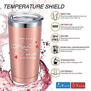 Boao 2 Pcs It Takes a Big Heart to Teach Minds Travel Cup, Teacher Appreciation Gifts Men Women Personalized Birthday Christmas Graduation Thank You Gifts for Teachers, 20 oz