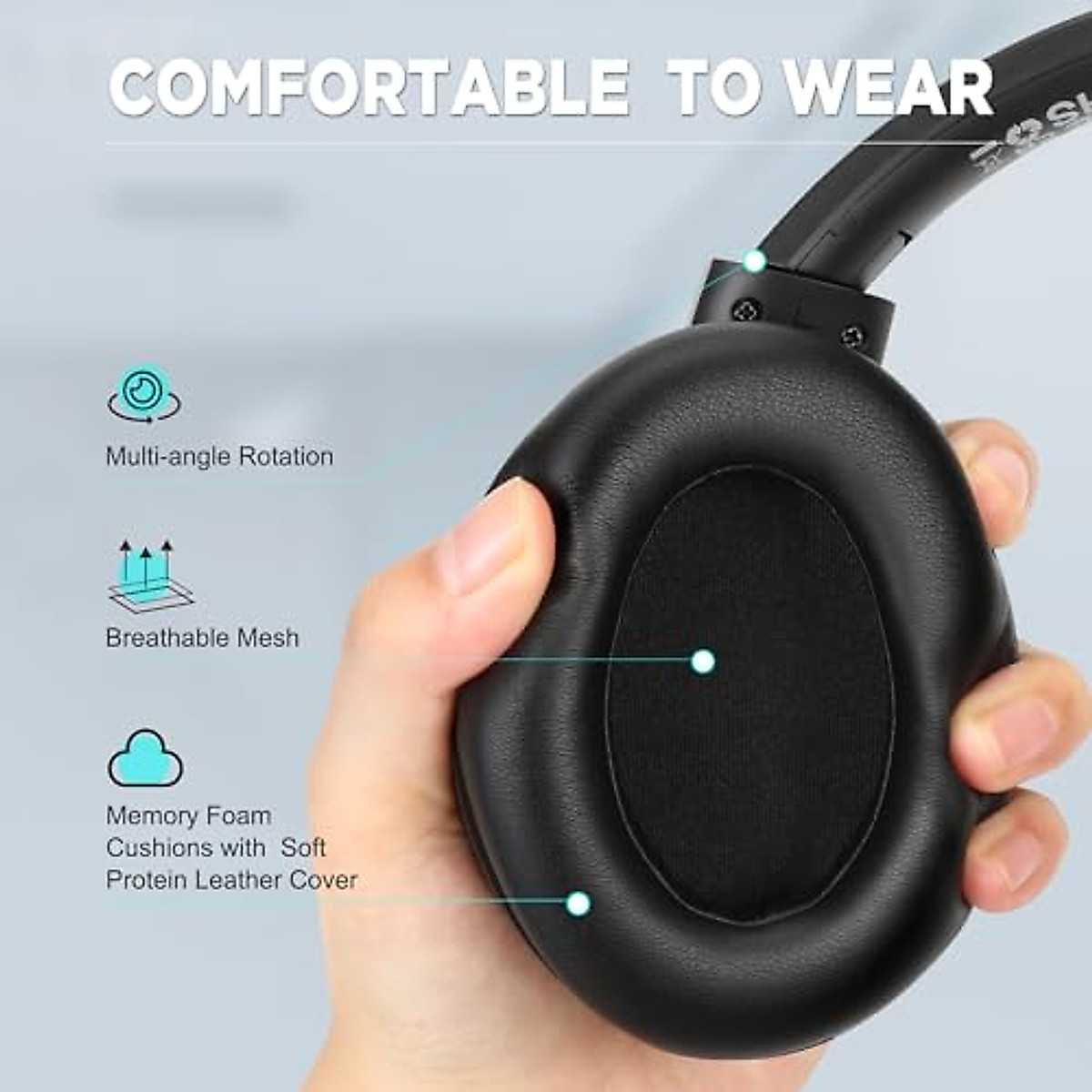 TUINYO Wireless Headphones Noise Cancelling Over Ear Bluetooth Headphones with 60H Playtime, Deep Bass Hi-Fi Stereo Sound & Comfortable Earpads for Travel, Home and Office-Black …
