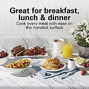 Hamilton Beach Durathon Ceramic Griddle Electric with 200 square inch PTFE & PFOA Free Cooking Surface (38519R)