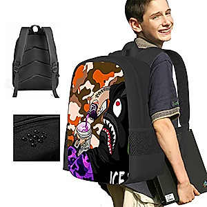 Unisex Cartoon Backpack, Fashion 3d Printing Oxford Laptop Bags, 16.5 Inches High Capacity With Pencil Case