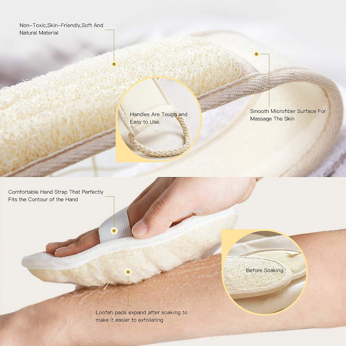 Loofah Exfoliating Back Washer, Back Scrubber for Shower with Exfoliating Loofah Pad for Men and Women, Loofah Sponges Deep Clean Deep Clean Relax Your Body (31.5 inch Length 4 inch Width)