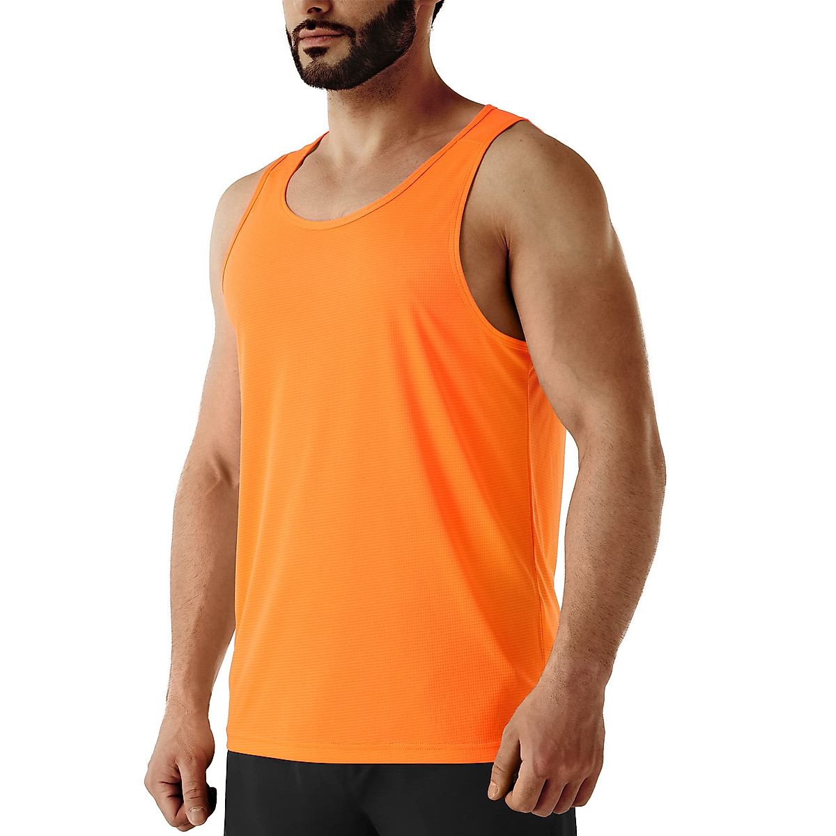 URBEST Men's Neon Workout Sleeveless Shirts Quick Dry Swim Beach Muscle Gym Running Athletic Tank Top Neon Orange 5XL