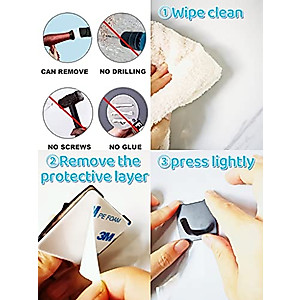 3M Hooks,Adhesive Hooks Heavy Duty Stick on Wall Hooks Towel Hooks Door Hooks Waterproof Stainless Steel Adhesive Towel Hooks Adhesive Holders for Hanging Clothes Bathroom Adhesive Hook 6 Pack (Black)