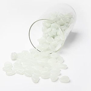 Oubest Glow in The Dark Pebbles/Glow Stones/Glowing Rocks Blue Decor for Garden/Fish Tank/Aquarium/Walkway/Driveway/Plant Pots/Bonsai (500, White)