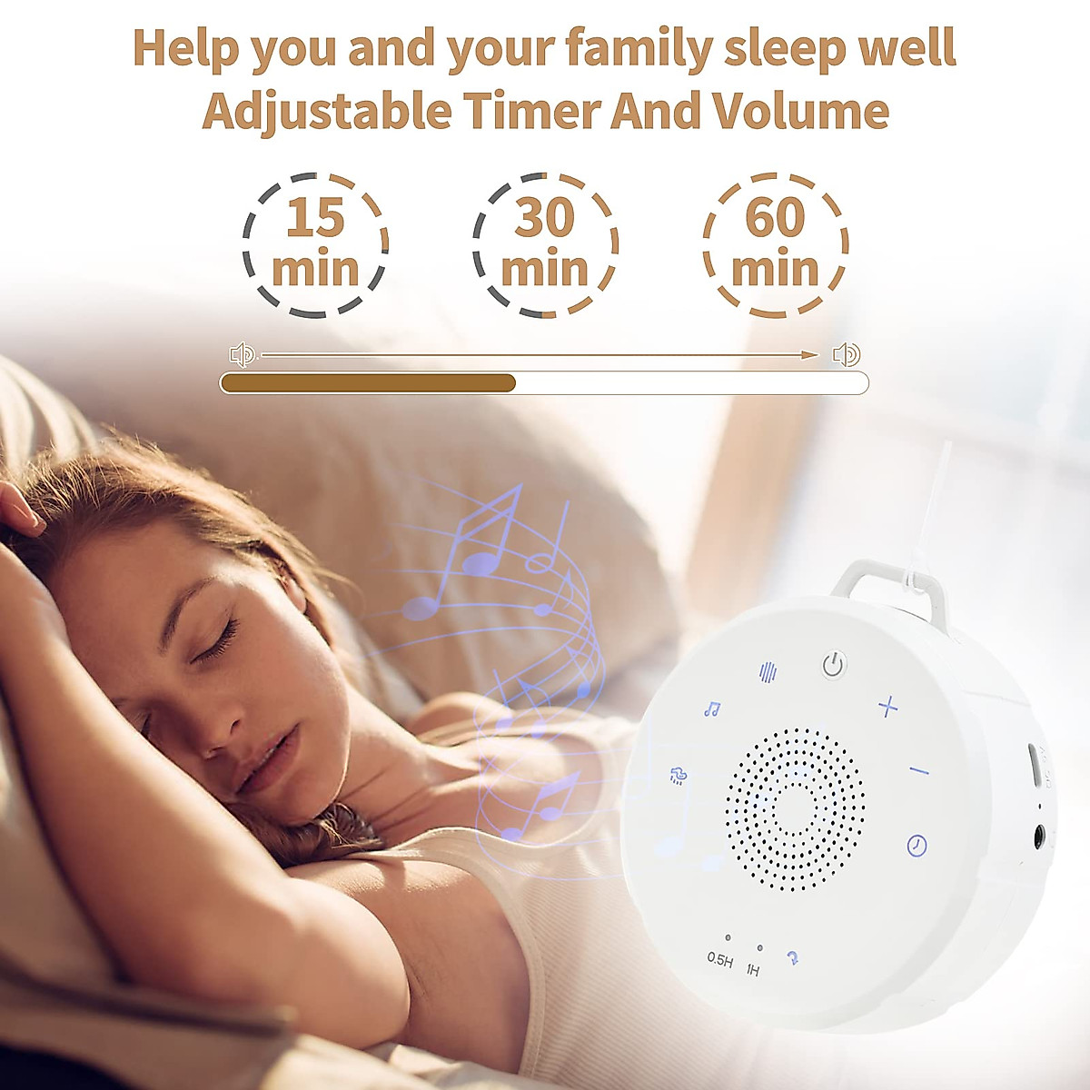 White Noise Machine Portable Sleep Sound Machine for Adults, Kids, Baby, Sleep,19 Natural Soothing Sounds 3 Timers, Suit for Wired Headphone, Sound Machine for Home,Travel and Office