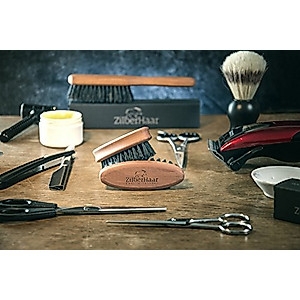ZilberHaar - Pocket Mustache and Beard Brush - Soft Boar Bristles and Pearwood - Perfect Beard Grooming Tool for Men - Relieves Beard Itch, Works with all Beard Balms and Beard Oils - Made in Germany