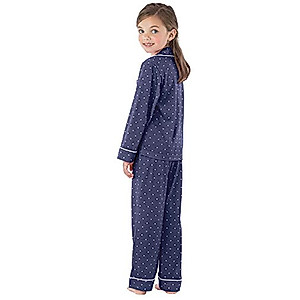PajamaGram Boy Pajamas - Girl Pajamas, Navy Polka Dot, 12