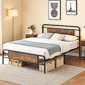 IDEALHOUSE Full Size Bed Frame with Headboard, Premium Metal Platform Bed with Heavy Duty Steel Slats, 12" Under Bed Storage, Noise Free, Easy Assembly, No Box Spring Needed